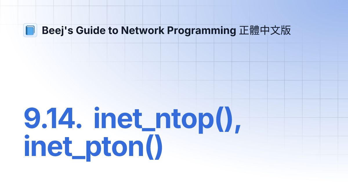 9.14. inet_ntop(), inet_pton() | Beej's Guide to Network Programming 正體中文版